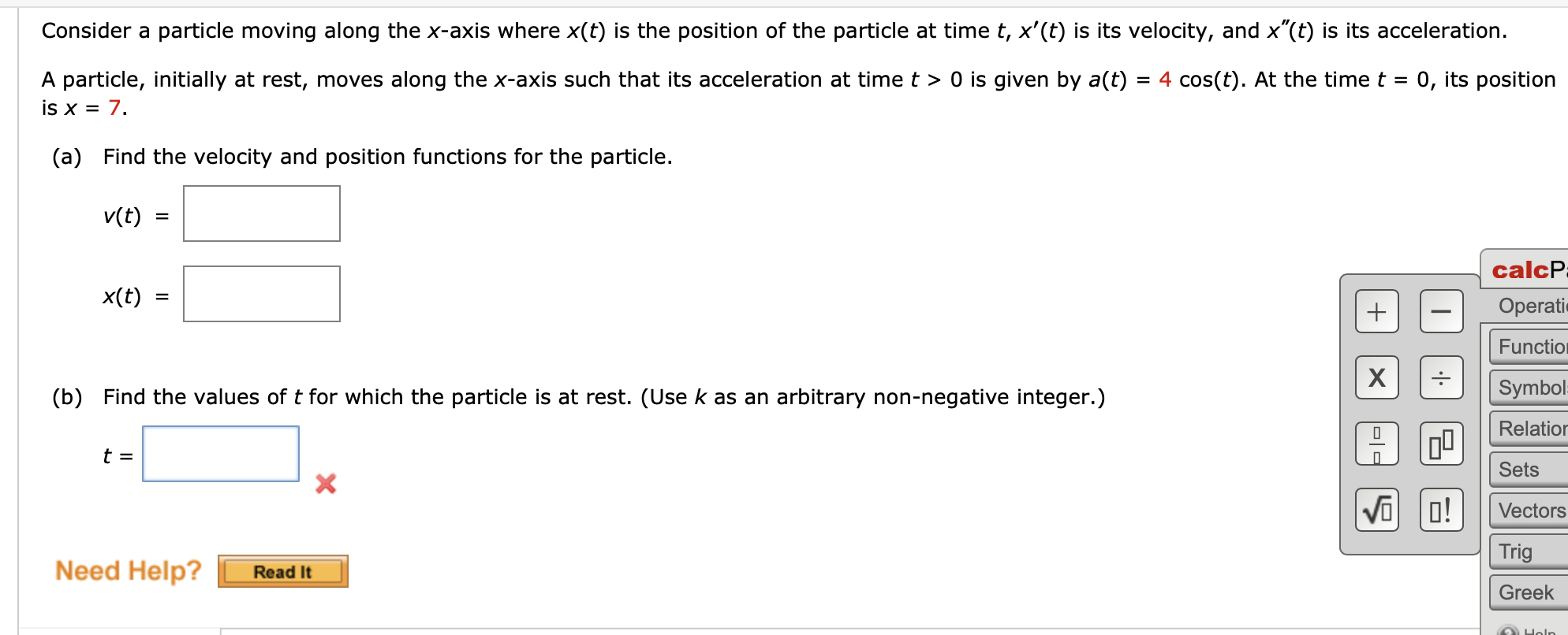 Solved Consider a particle moving along the x-axis where | Chegg.com