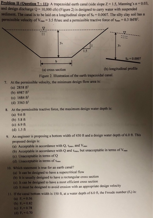 Solved A trapezoidal earth canal (side slope Z- 1.5, | Chegg.com