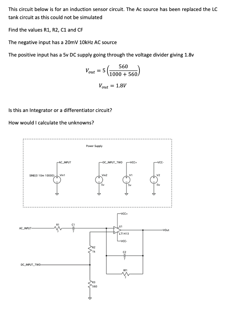 Solved This circuit below is for an induction sensor | Chegg.com