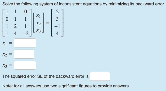 Solved Solve the following system of inconsistent equations | Chegg.com