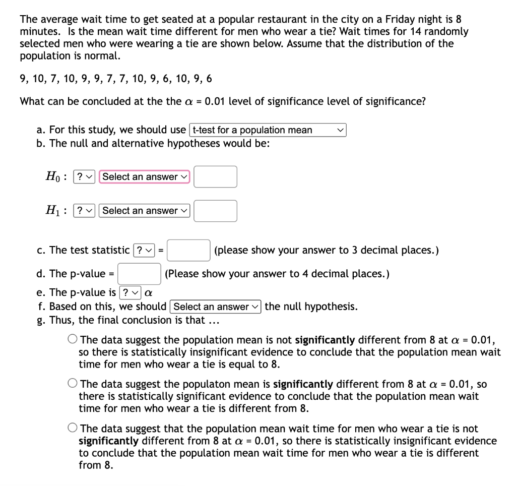 Solved le average wait time to get seated at a popular | Chegg.com