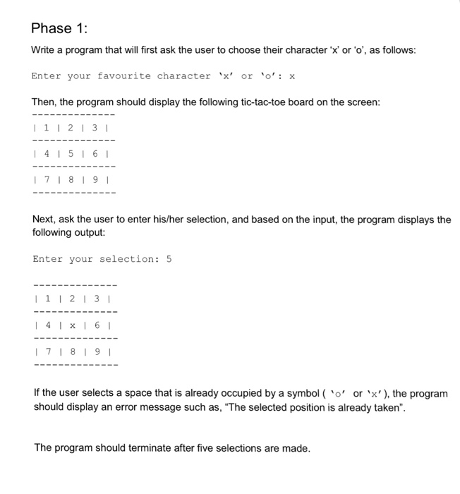 Solved Phase 1: Write a program that will first ask the user | Chegg.com