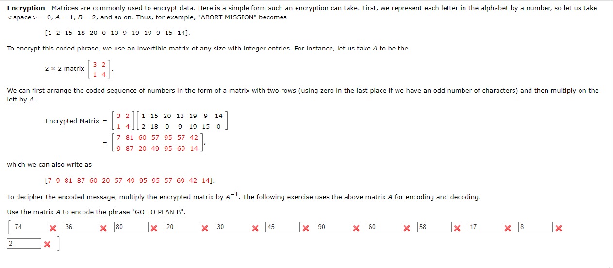 Solved Encryption Matrices are commonly used to encrypt | Chegg.com