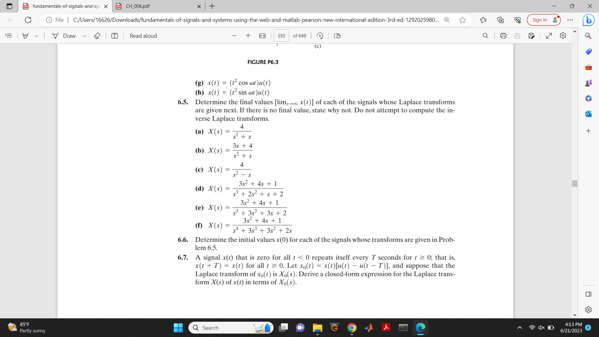 Solved Determine the final values of each of the signals | Chegg.com