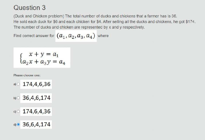 Solved (Duck and Chicken problem) The total number of ducks | Chegg.com