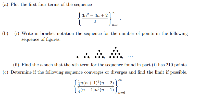 Solved (a) Plot the first four terms of the sequence 3n2 – | Chegg.com