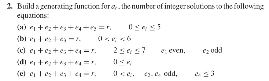 Solved 2. Build a generating function for ar, the number of | Chegg.com