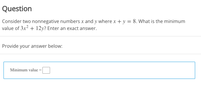 Solved QuestionConsider two nonnegative numbers x ﻿and y | Chegg.com