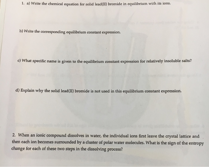 Solved a) Write the chemical equation for solid lead(II) | Chegg.com