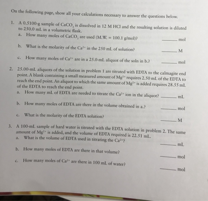 Solved On the following page, show all your calculations | Chegg.com