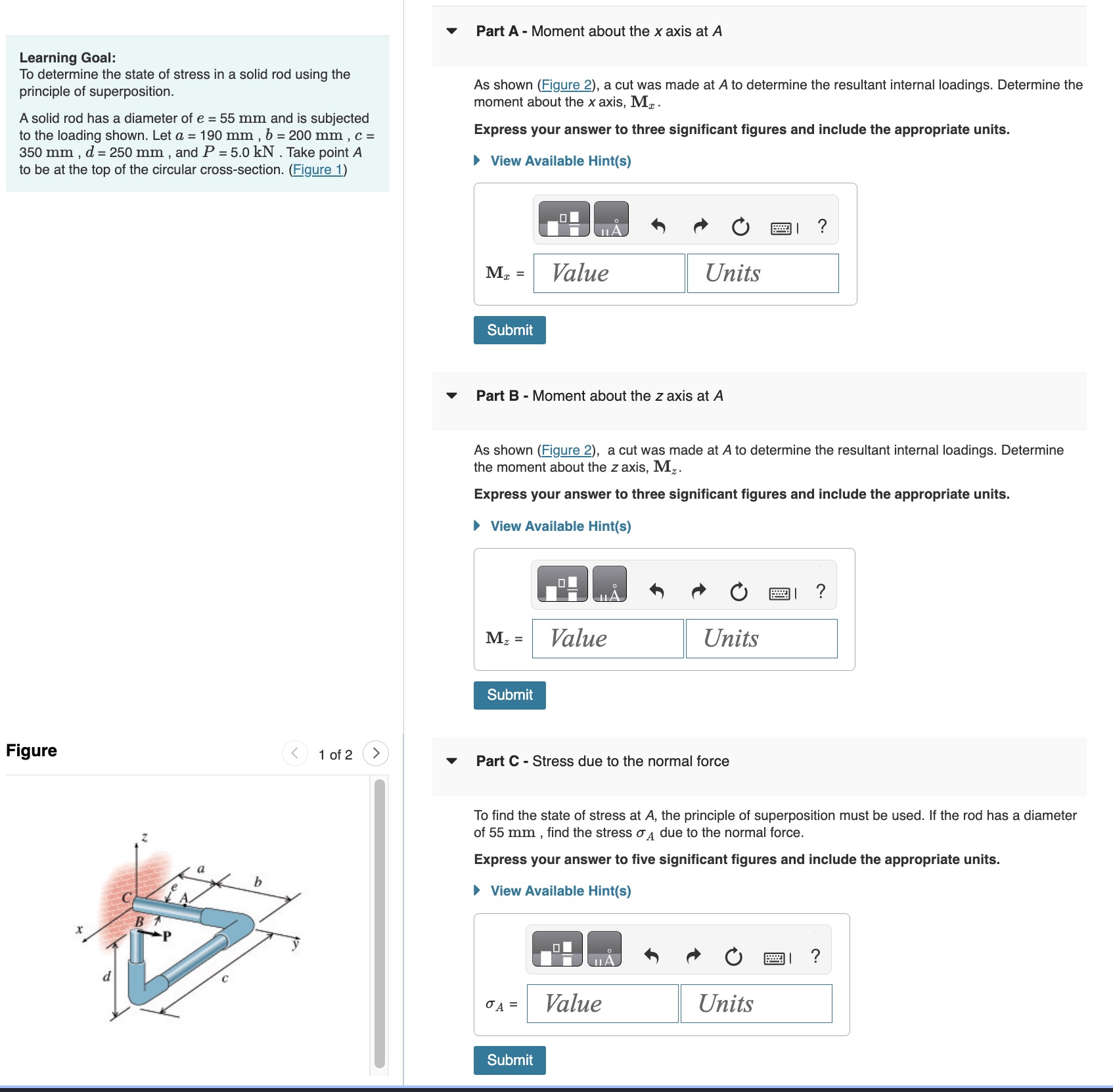 Solved Learning Goal:To determine the state of stress in a | Chegg.com