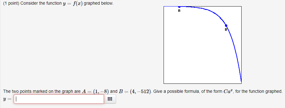 Solved (1 point) Consider the function y=f(x) graphed below. | Chegg.com