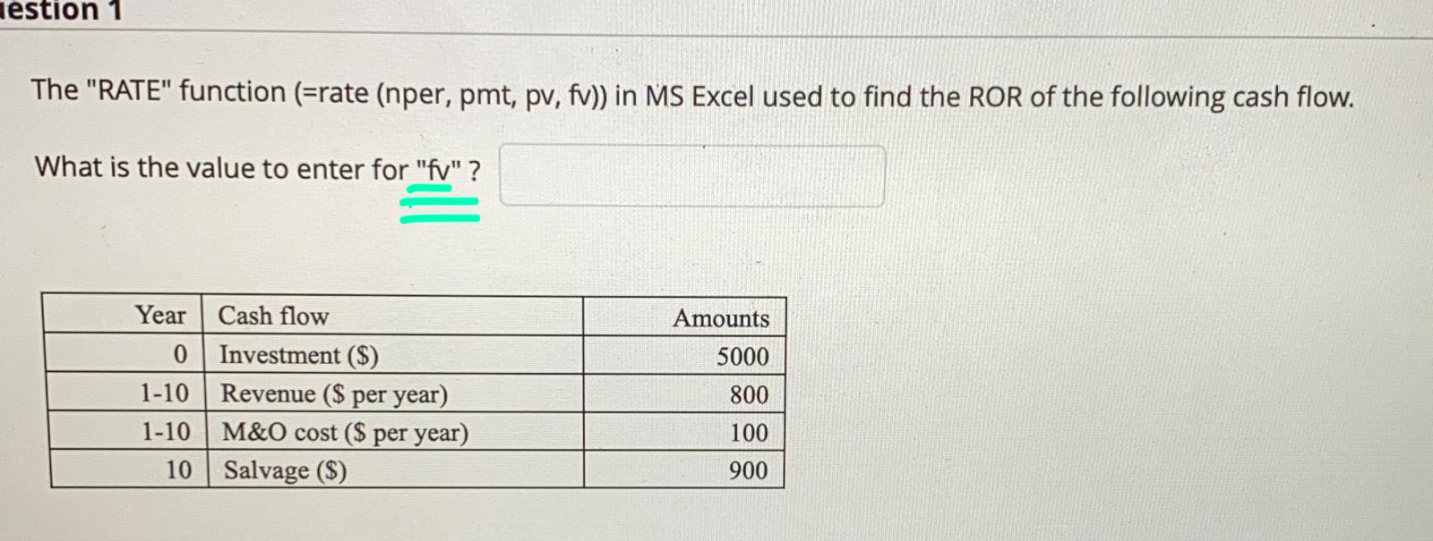 Solved nestion 1 The "RATE" function (=rate (nper, pmt, pv, | Chegg.com