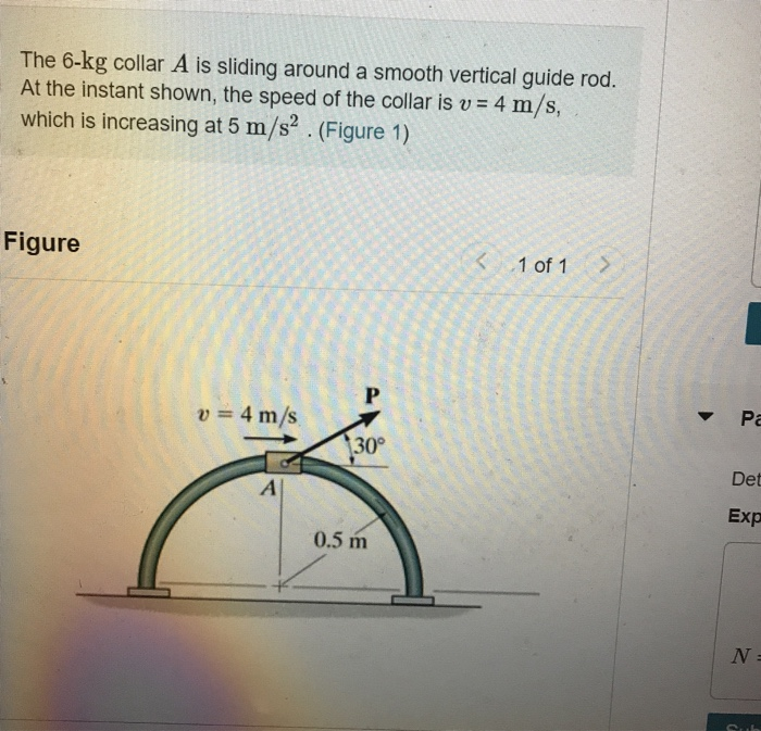 Solved The 6-kg collar A is sliding around a smooth vertical | Chegg.com