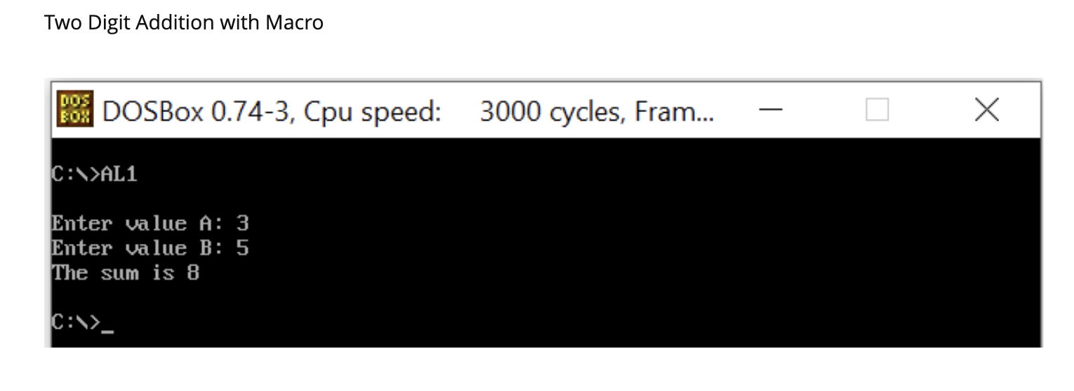 Solved Please Create Code With Macro In Tasm Assembly 