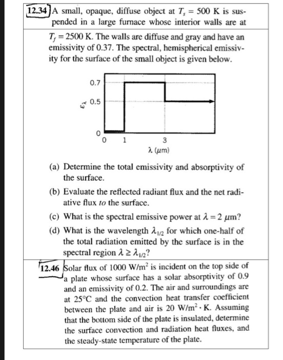 Solved 12.34 A small, opaque, diffuse object at T, 500 K is | Chegg.com