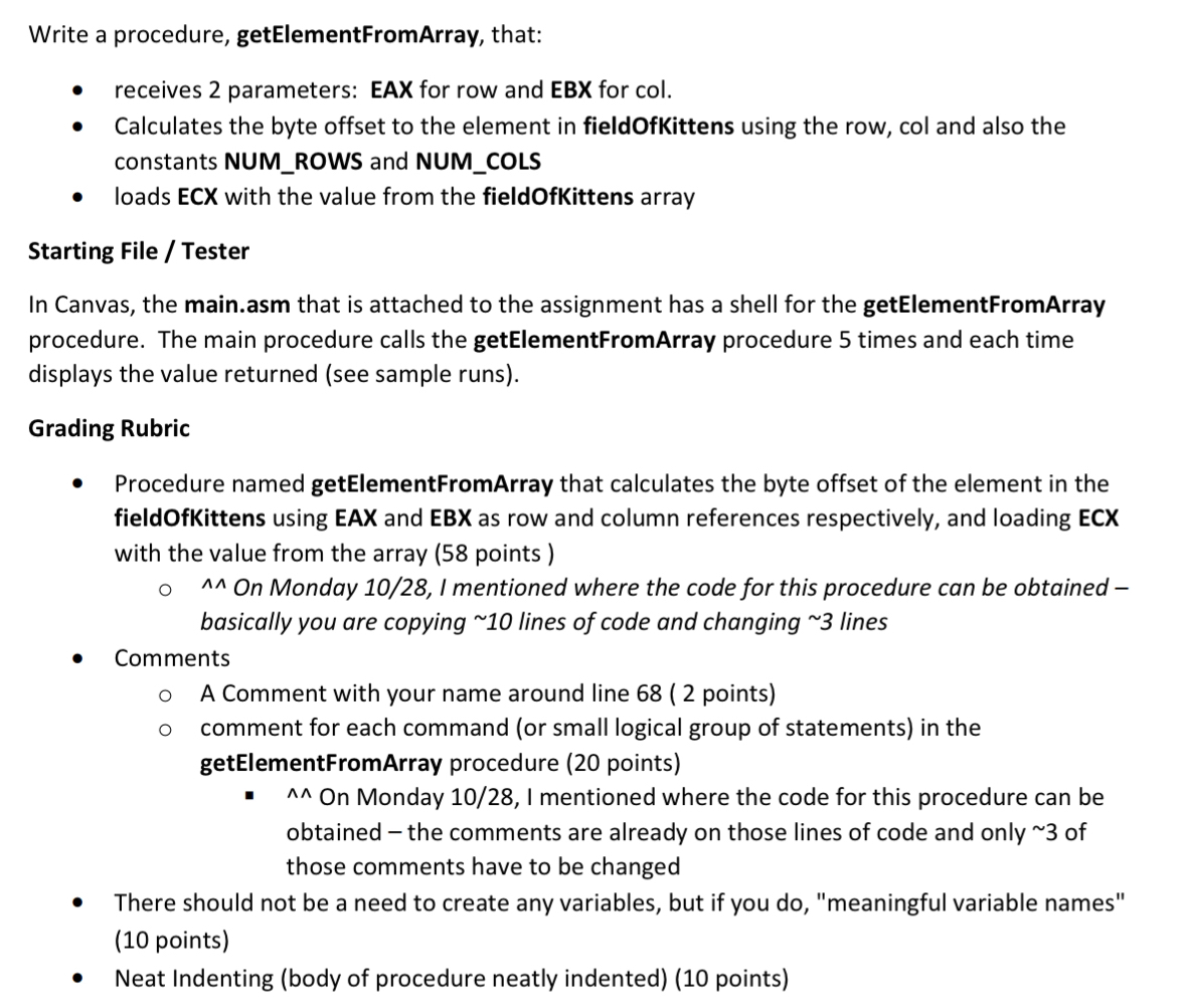 Solved Write a procedure, getElementFromArray, that:- | Chegg.com
