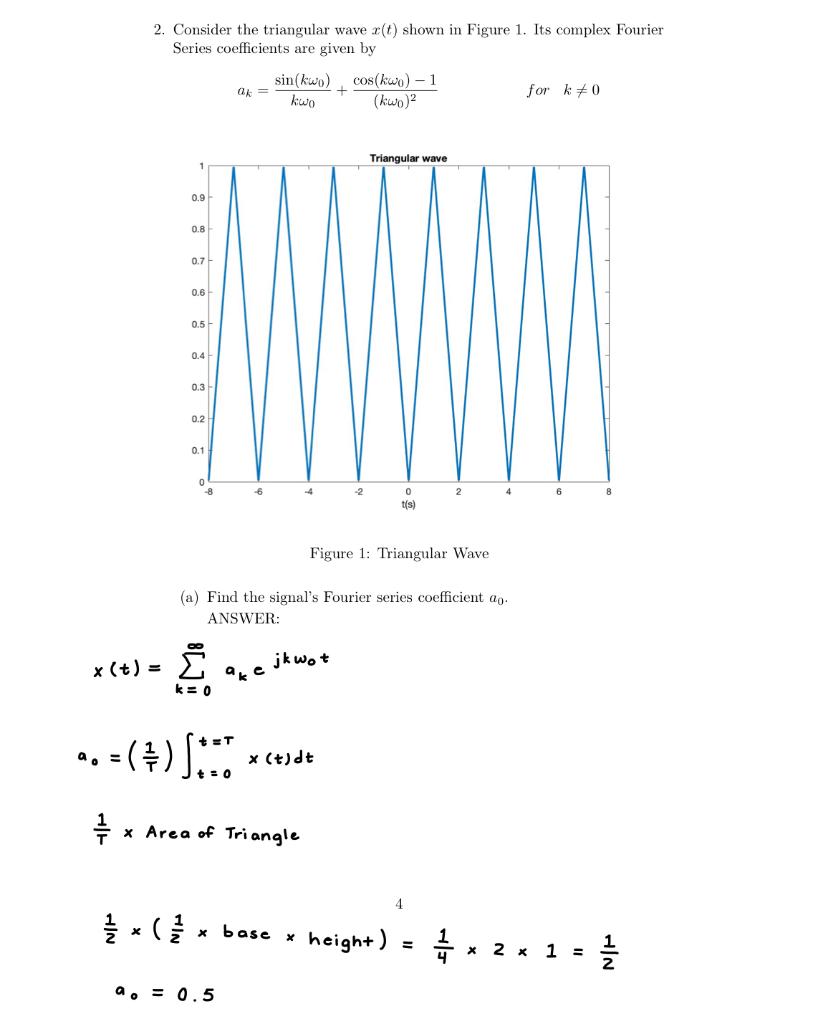 Solved 2. Consider the triangular wave x(t) shown in Figure | Chegg.com