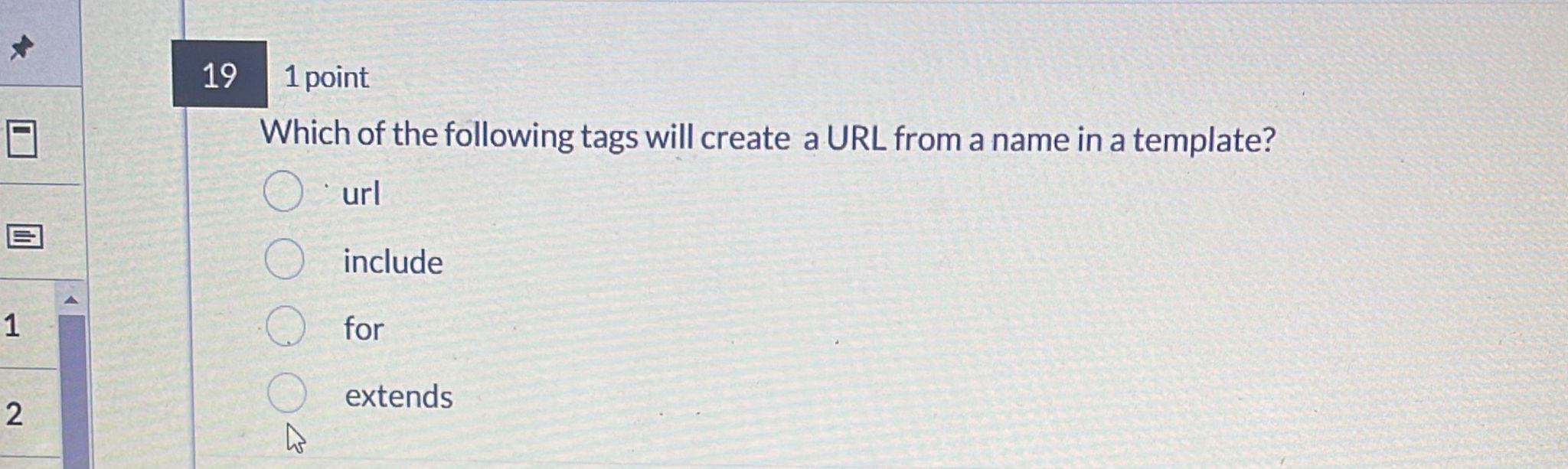 Solved 191 ﻿pointWhich of the following tags will create a | Chegg.com