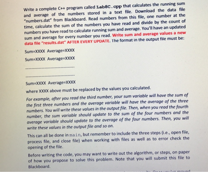 Solved Write a complete C++ program called Lab8C. cpp that | Chegg.com