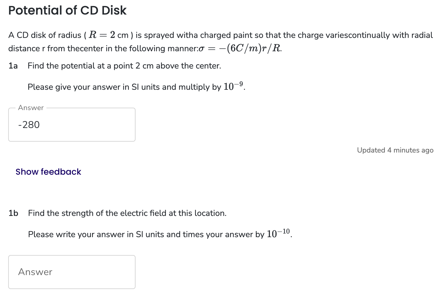 Solved Potential of CD DiskA CD disk of radius ( R=2cm ) ﻿is | Chegg.com