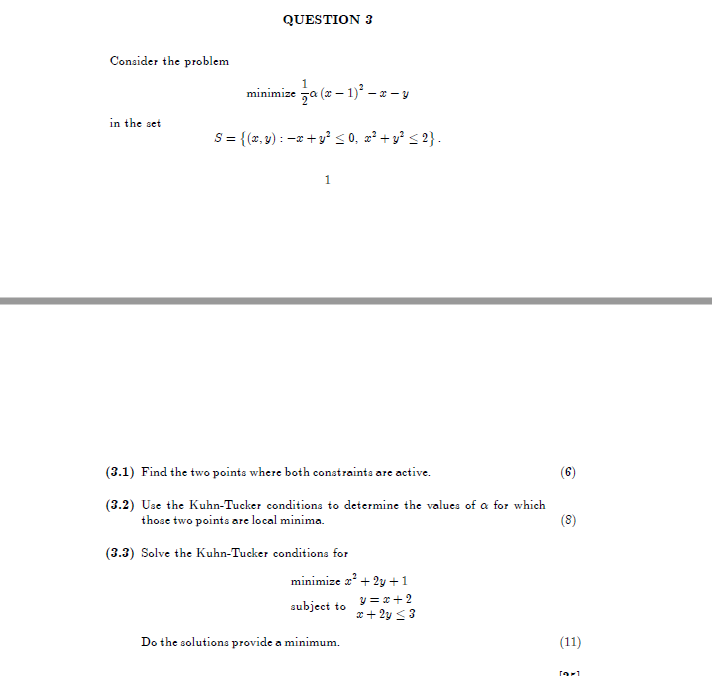 Solved Consider the problem minimize 21α(x−1)2−x−y in the | Chegg.com