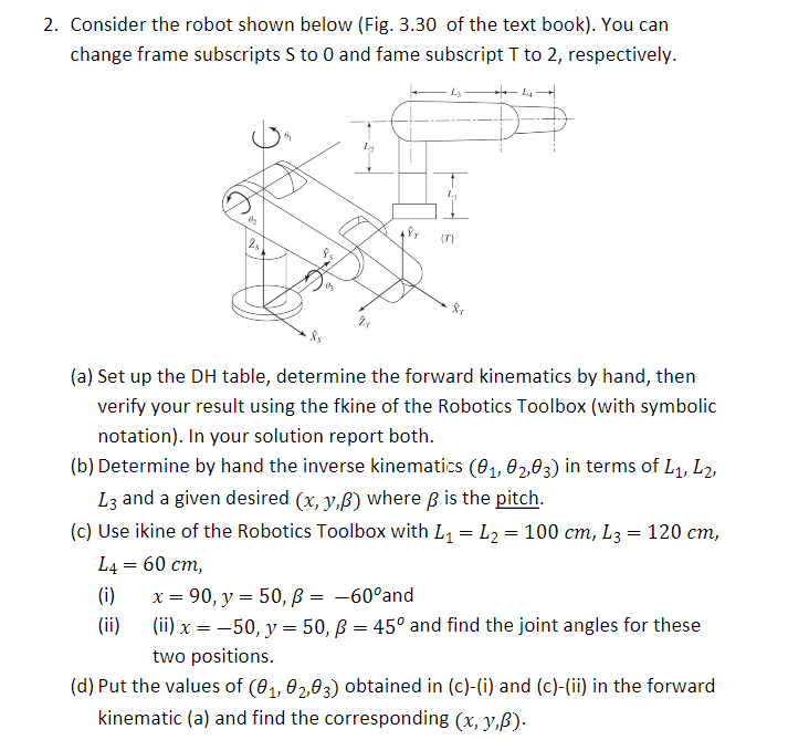 2. Consider the robot shown below (Fig. 3.30 of the | Chegg.com
