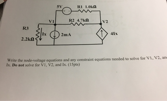Solved Write the node-voltage equations and any constraint | Chegg.com