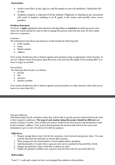 Solved Instructions- ﻿Archive your files (.h and .cpp) ﻿in a | Chegg.com
