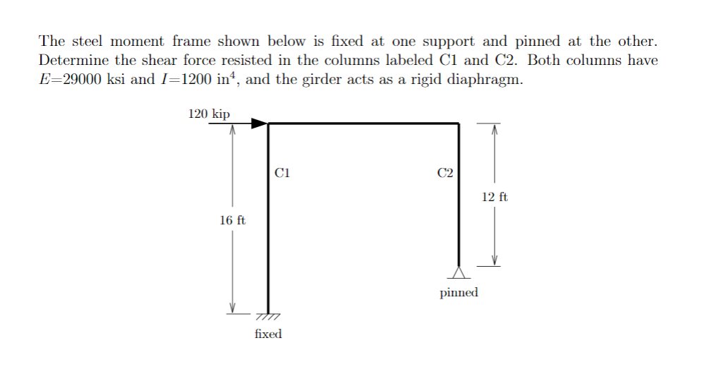 Solved The steel moment frame shown below is fixed at one | Chegg.com