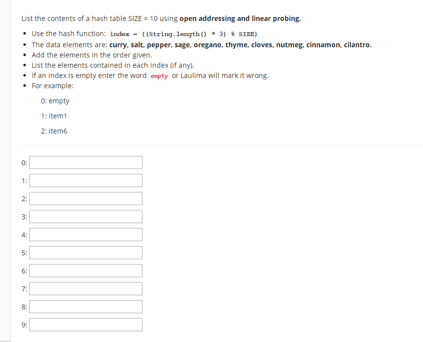 Solved List the contents of a hash table SIZE 10 using open | Chegg.com