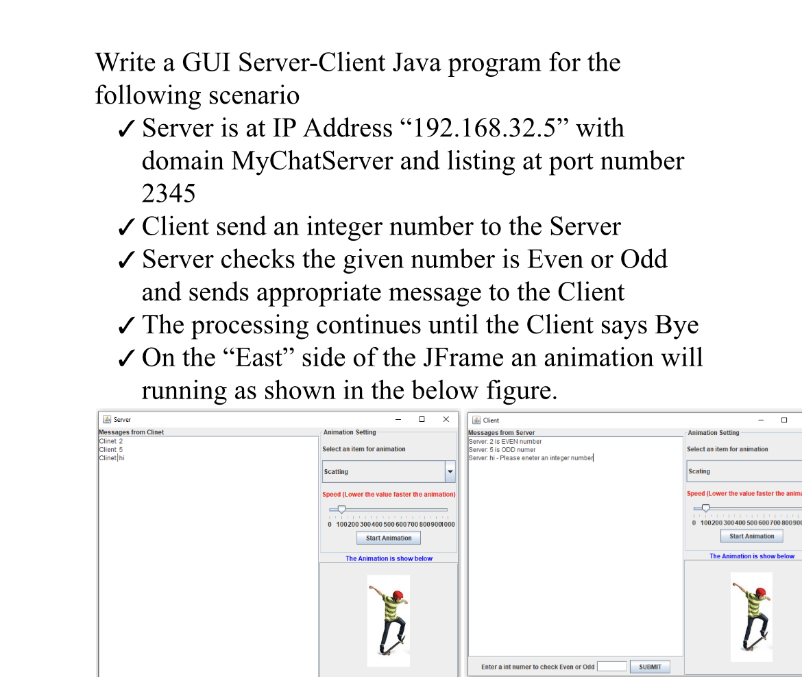 Write a GUI Server-Client Java program for the | Chegg.com