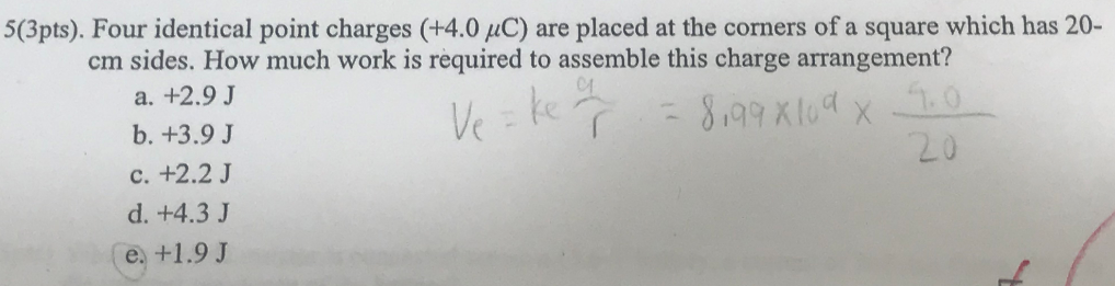 Solved 5(3pts). Four identical point charges (+4.0 uC) are | Chegg.com