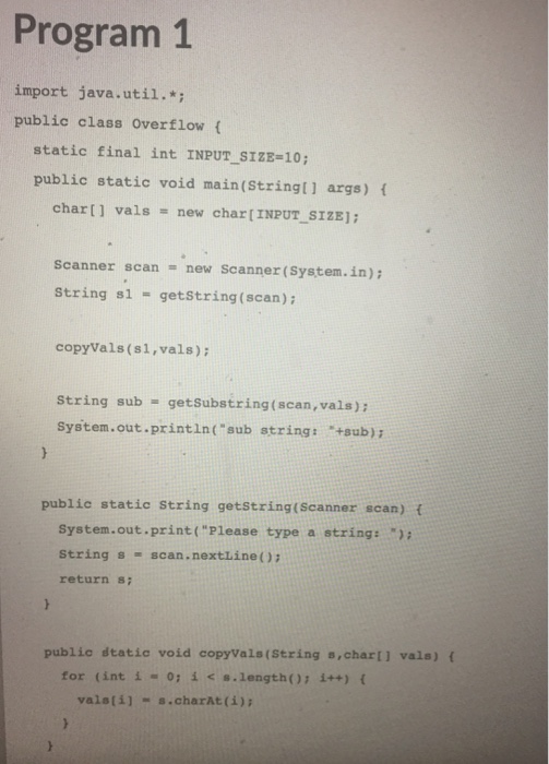 Solved Program1 import java.util.* public class Overflow ( | Chegg.com