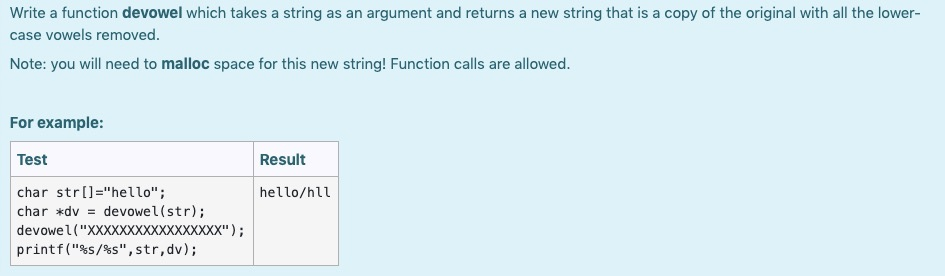 Solved Write a function devowel which takes a string as an | Chegg.com
