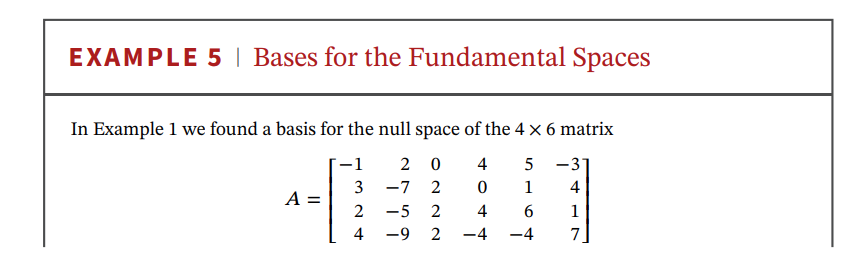 In Example 1 we found a basis for the null space of | Chegg.com