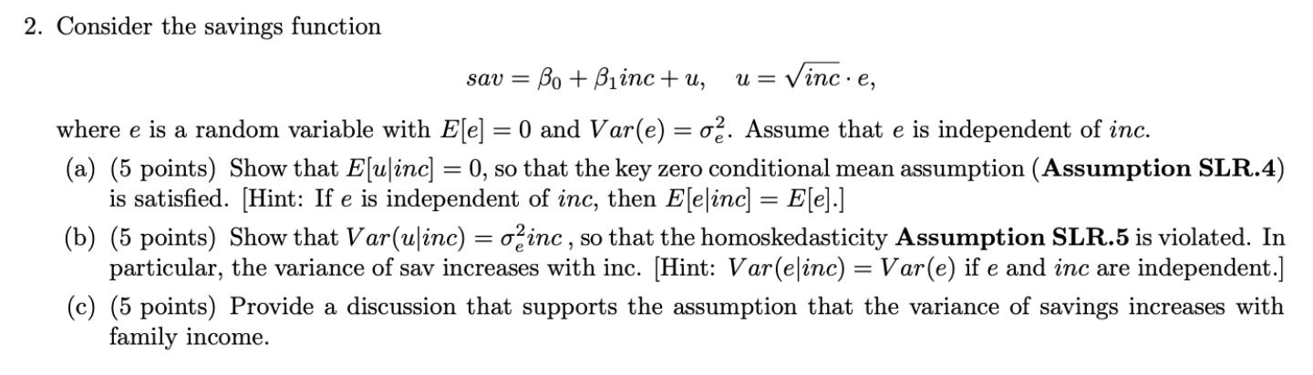 Solved 2. Consider the savings function | Chegg.com