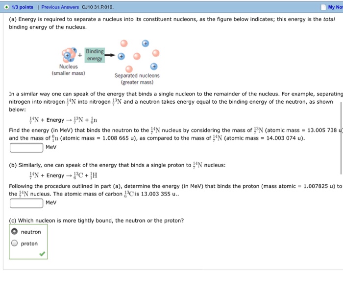 Solved (a) Energy is required to separate a nucleus into its | Chegg.com