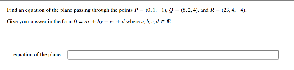 Solved Find an equation of the plane passing through the | Chegg.com