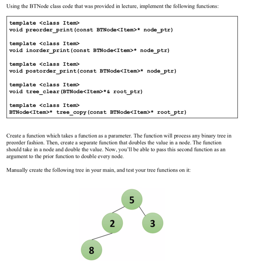 Using the BTNode class code that was provided in | Chegg.com