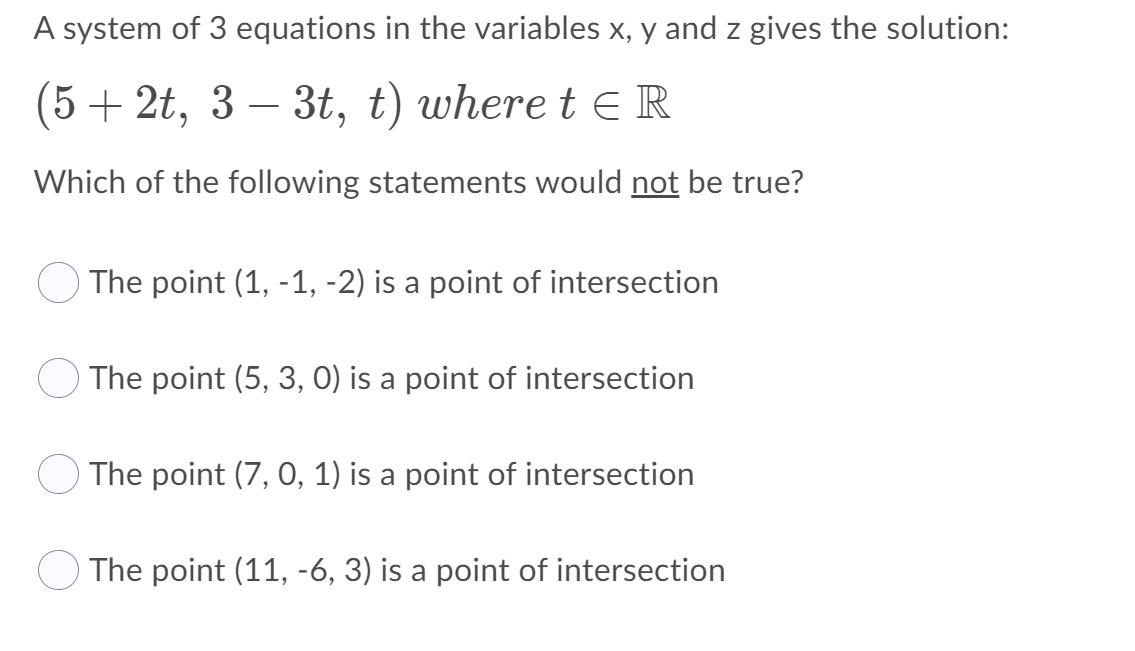 Solved A system of 3 equations in the variables x, y and z | Chegg.com