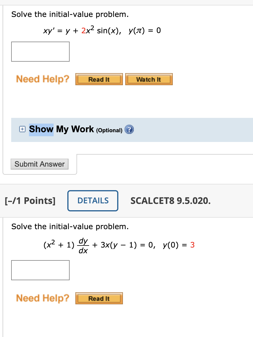 Solved Solve the initial-value problem. xy' = y + 2x2 | Chegg.com