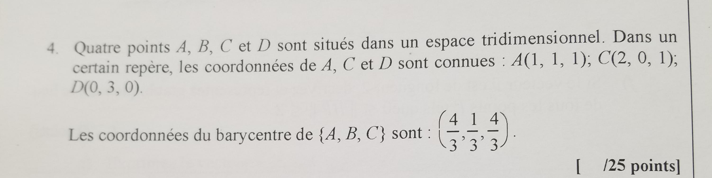 Solved Four points A,B,C,D are located in three-dimensional | Chegg.com