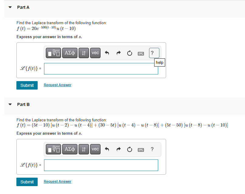 Solved Find the Laplace transform of the following function: | Chegg.com