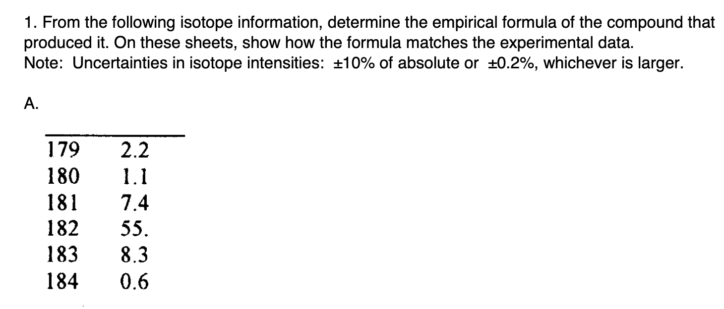 1. From the following isotope information, determine | Chegg.com