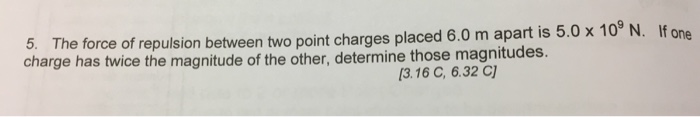 Solved The force of repulsion between two point charges | Chegg.com