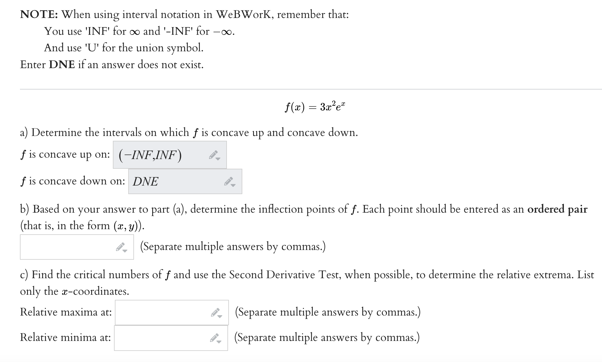 Solved NOTE: When using interval notation in WeBWorK, | Chegg.com