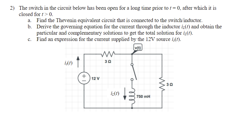 Solved The switch in the circuit below has been open for a | Chegg.com