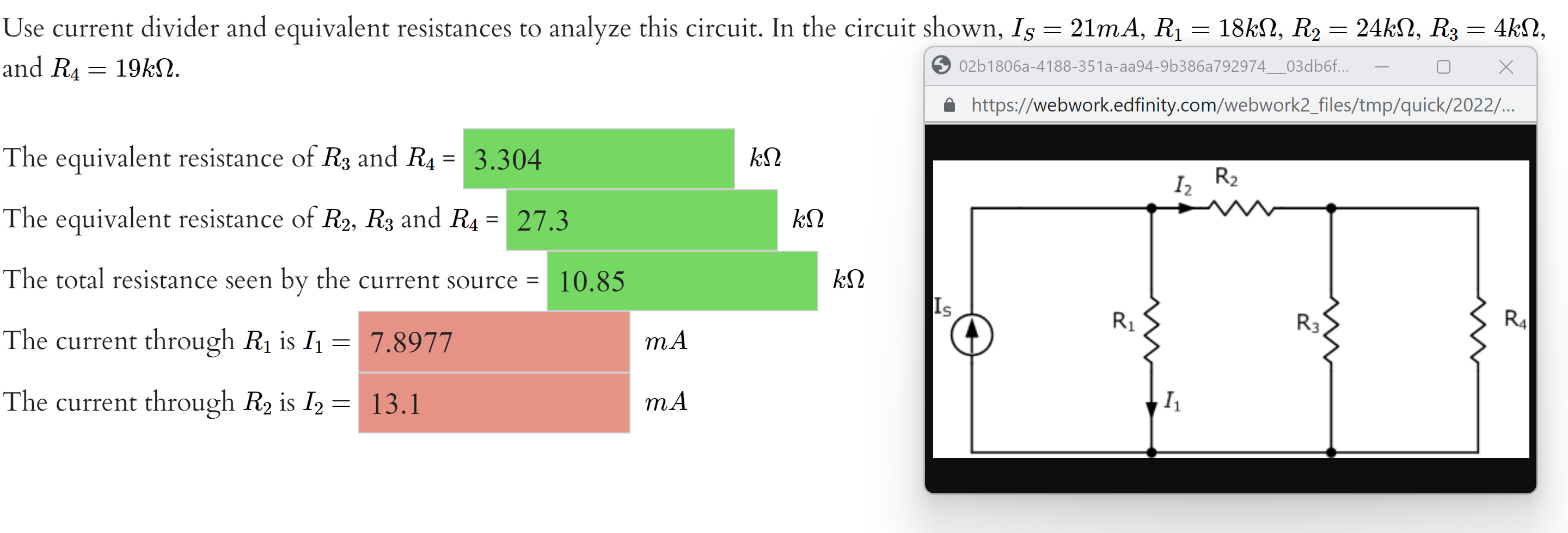 Solved Use current divider and equivalent resistances to | Chegg.com