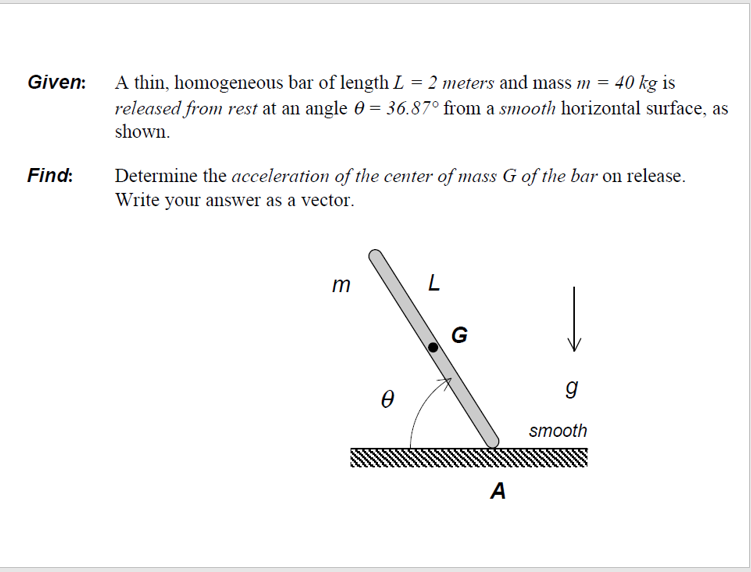Solved Given: A thin, homogeneous bar of length L = 2 meters | Chegg.com Solved Given: A thin, homogeneous bar of length L = 2 meters | Chegg.com